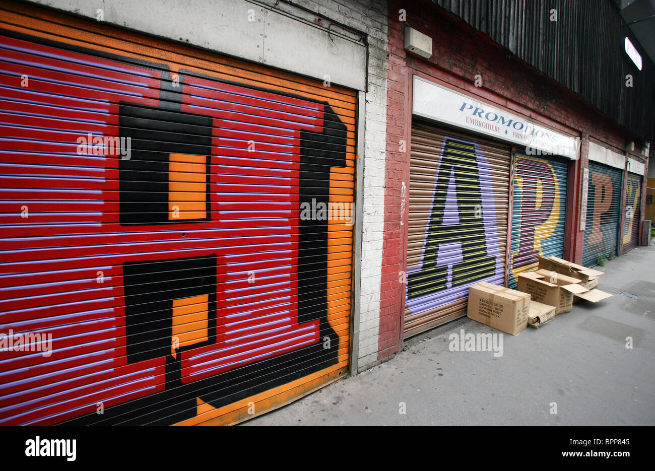 A piece of street art by renowned artist Ben Eine Stock Photo - Alamy