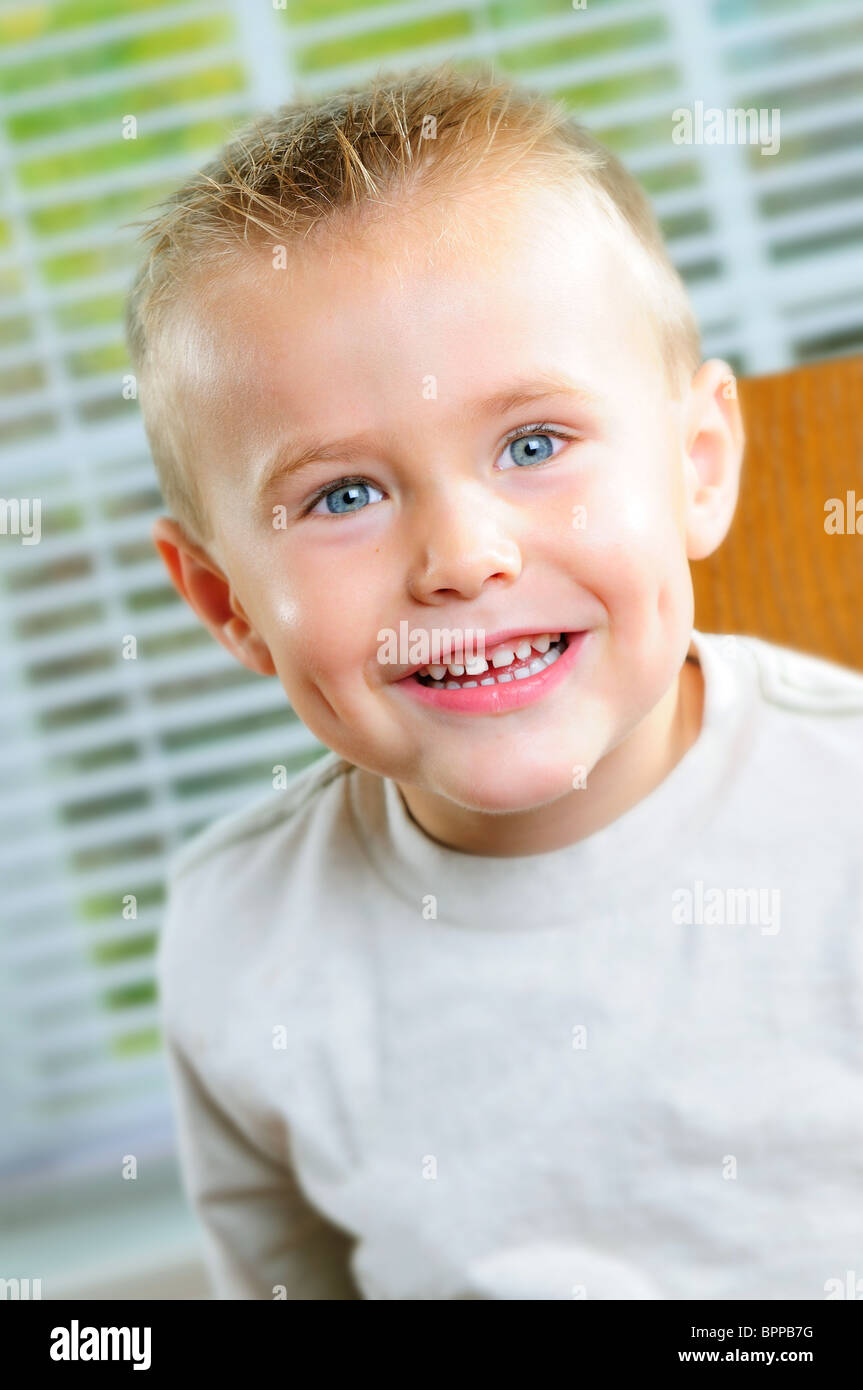 Smiling Happy Four Year Old Boy Stock Photo - Alamy