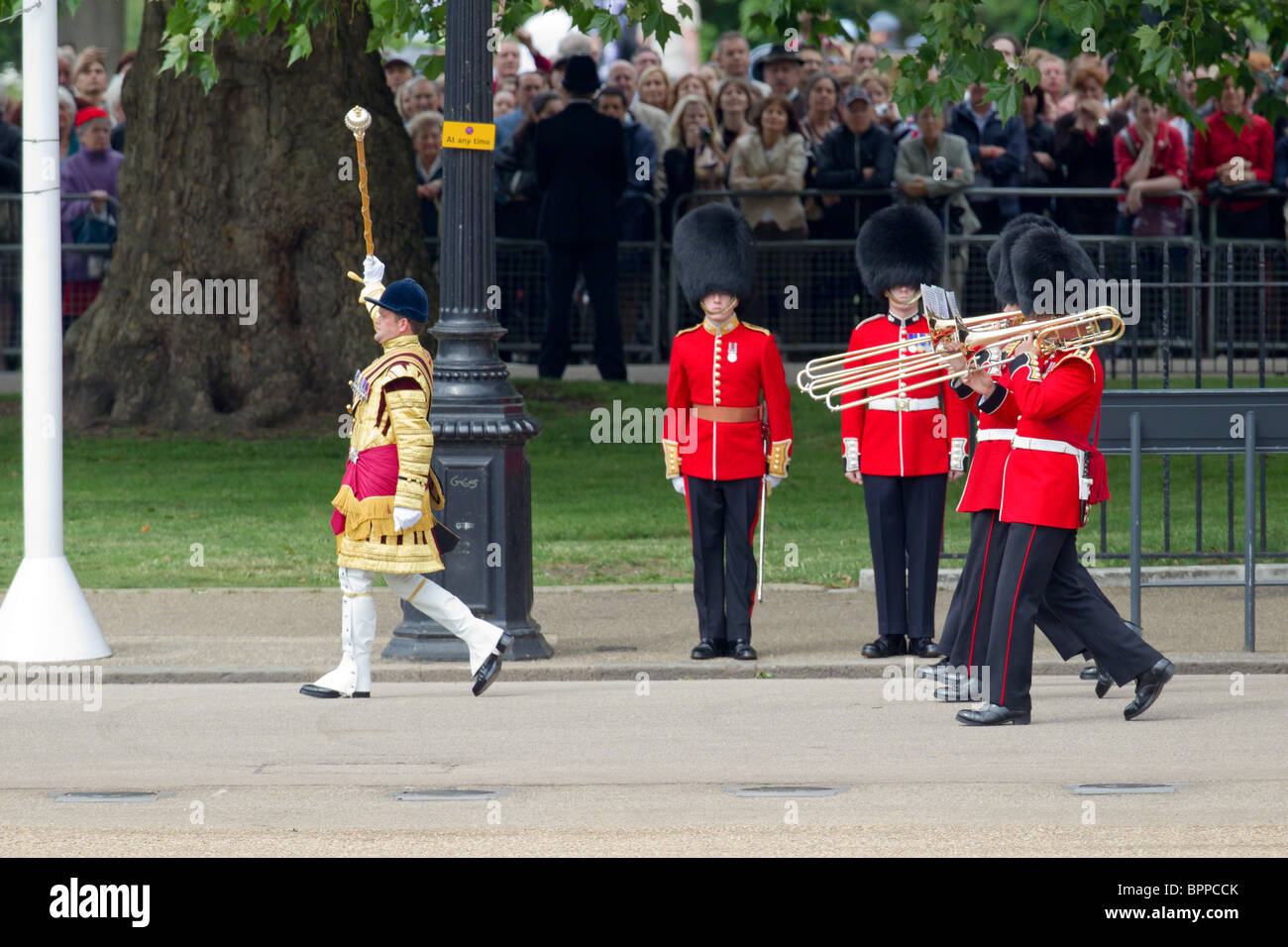 The Band of the Coldstream Guards on Horse Guards Road, on the way to ...