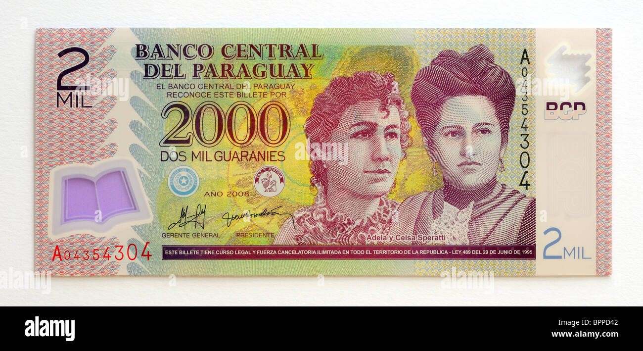 Paraguay 2000 Two Thousand Guaranies Bank Note Stock Photo - Alamy