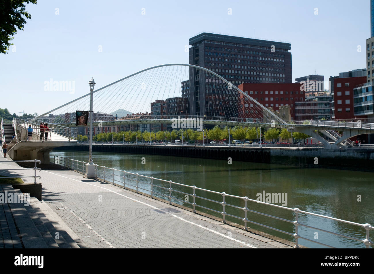 Bilbao :Zubizuri curved pedestrian bridge over Bilbao River - Euskadi ...
