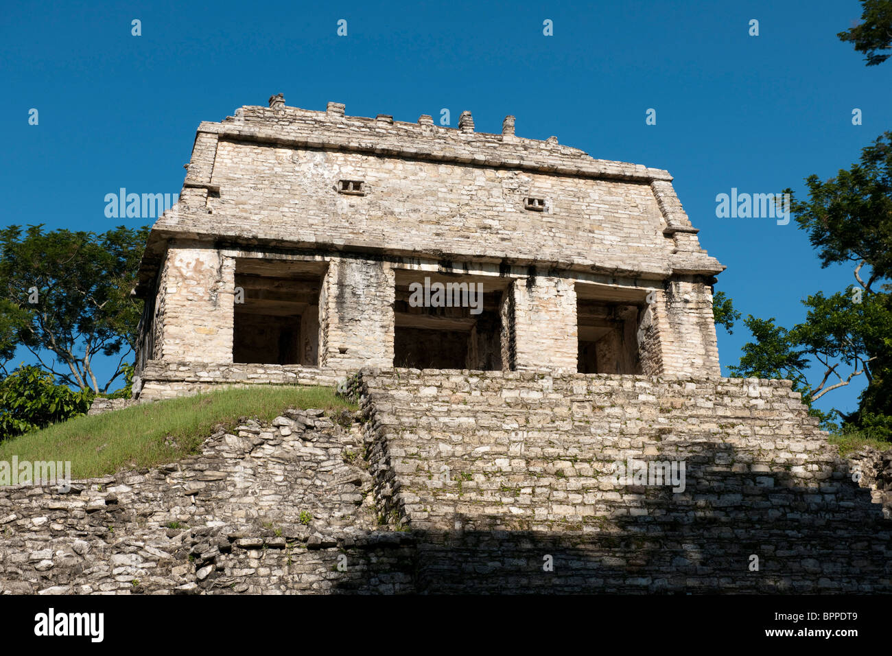 Temple of the sun, Maya ruins of Palenque, Mexico Stock Photo - Alamy