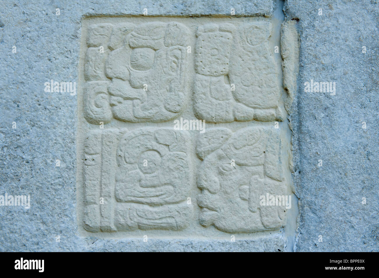 Limestone relief in the Palace, Maya ruins of Palenque, Mexico Stock ...
