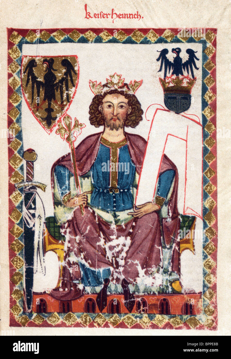 Illumination from the 14th Century Codex Manesse; Kaiser Heinrich Stock ...