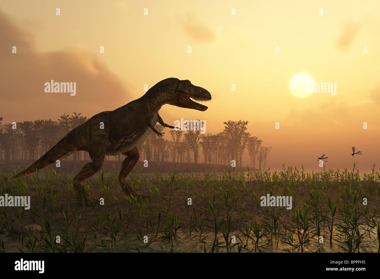 dinosaur in landscape Stock Photo - Alamy