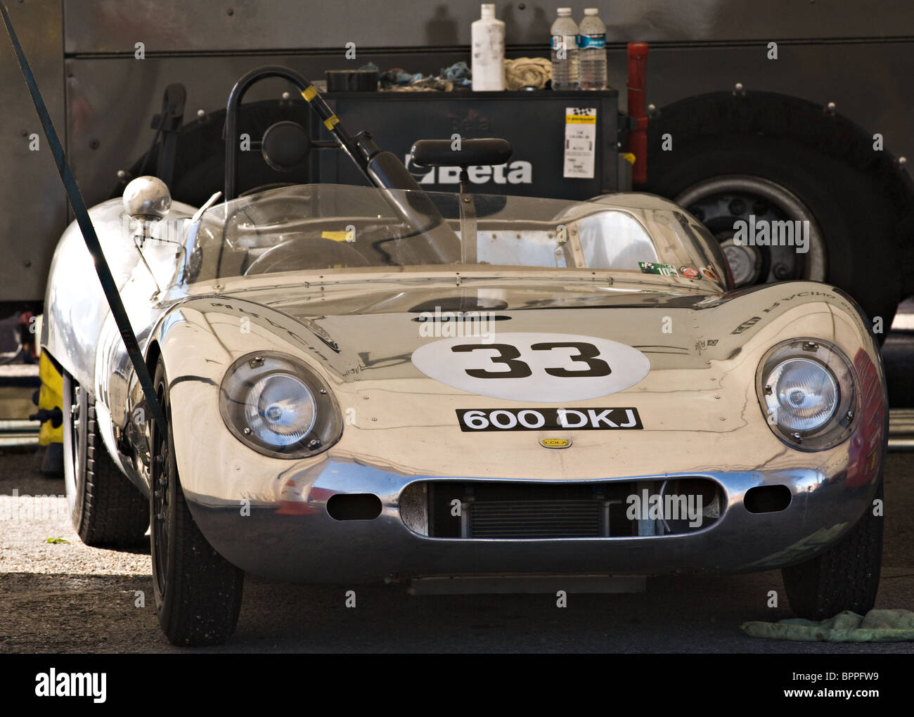 Silver Lola Mk1 Prototype Sports Race Car in Paddock at Oulton Park ...