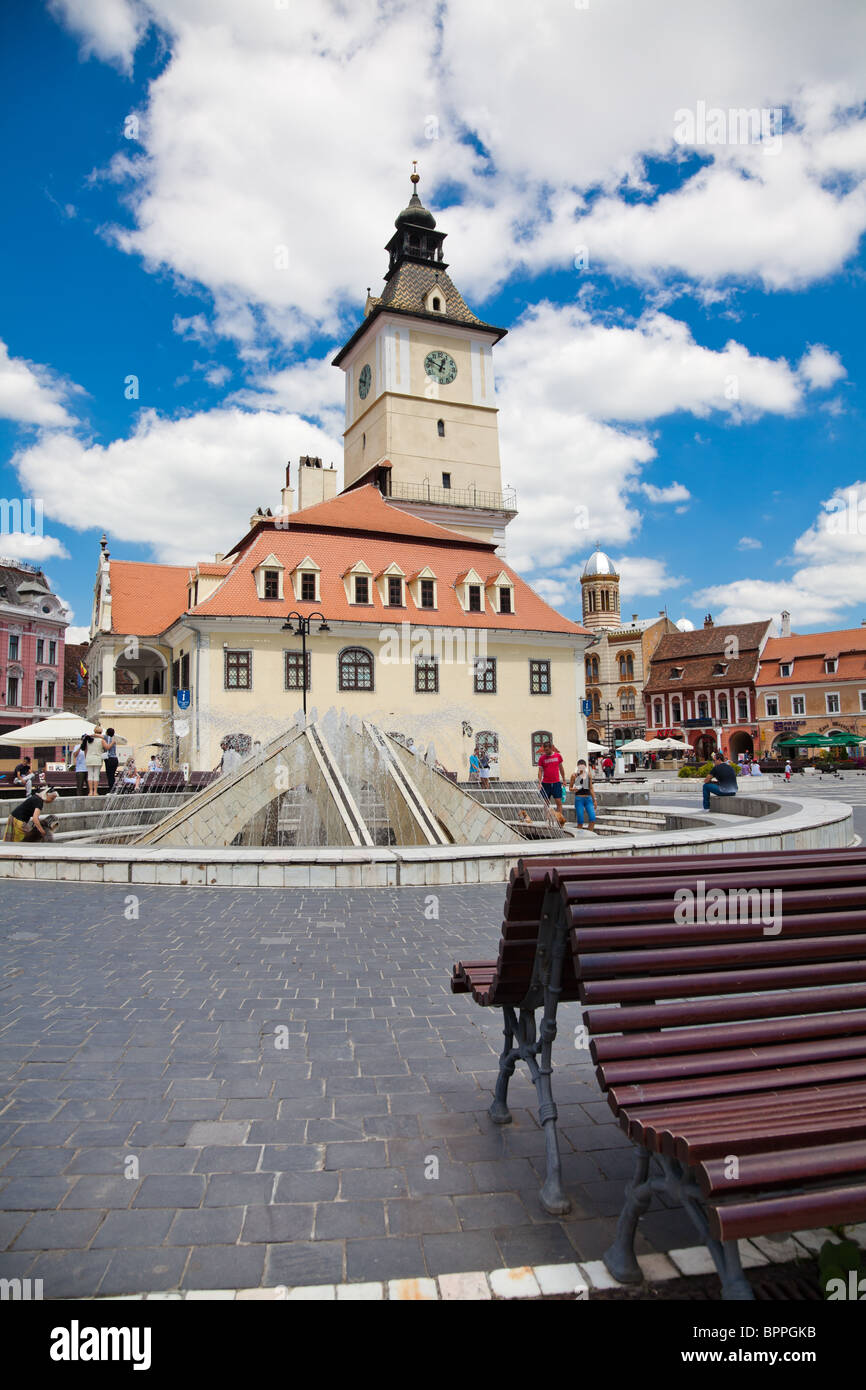 The Council square in summer in Brasov, old downtown, Romania Stock ...