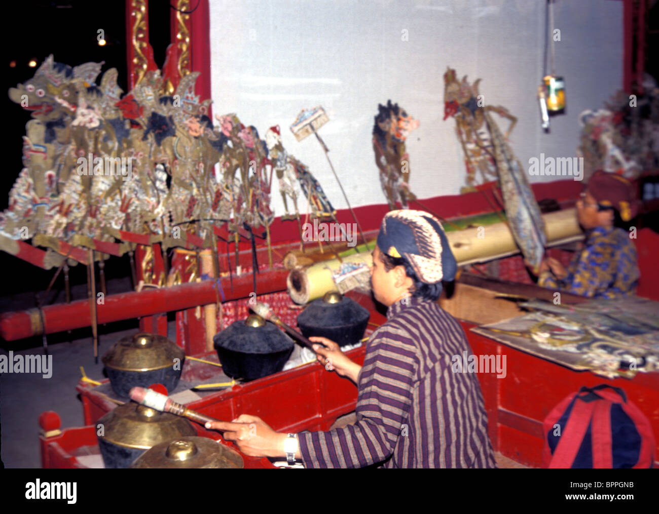 Wayang shadow puppets, behind the screen, Indonesia Stock Photo - Alamy