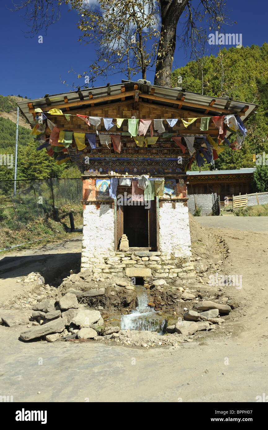 Shrine outside Tamshing Lhakhang Temple, Bumthang, Bhutan Stock Photo ...