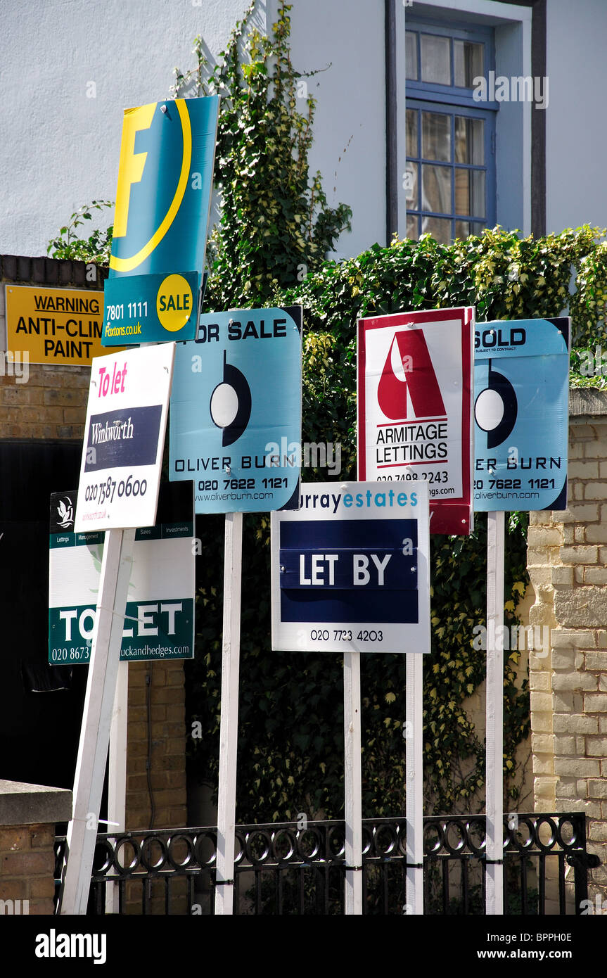 For sale and To let signs, Stockwell, London Borough of Lambeth ...