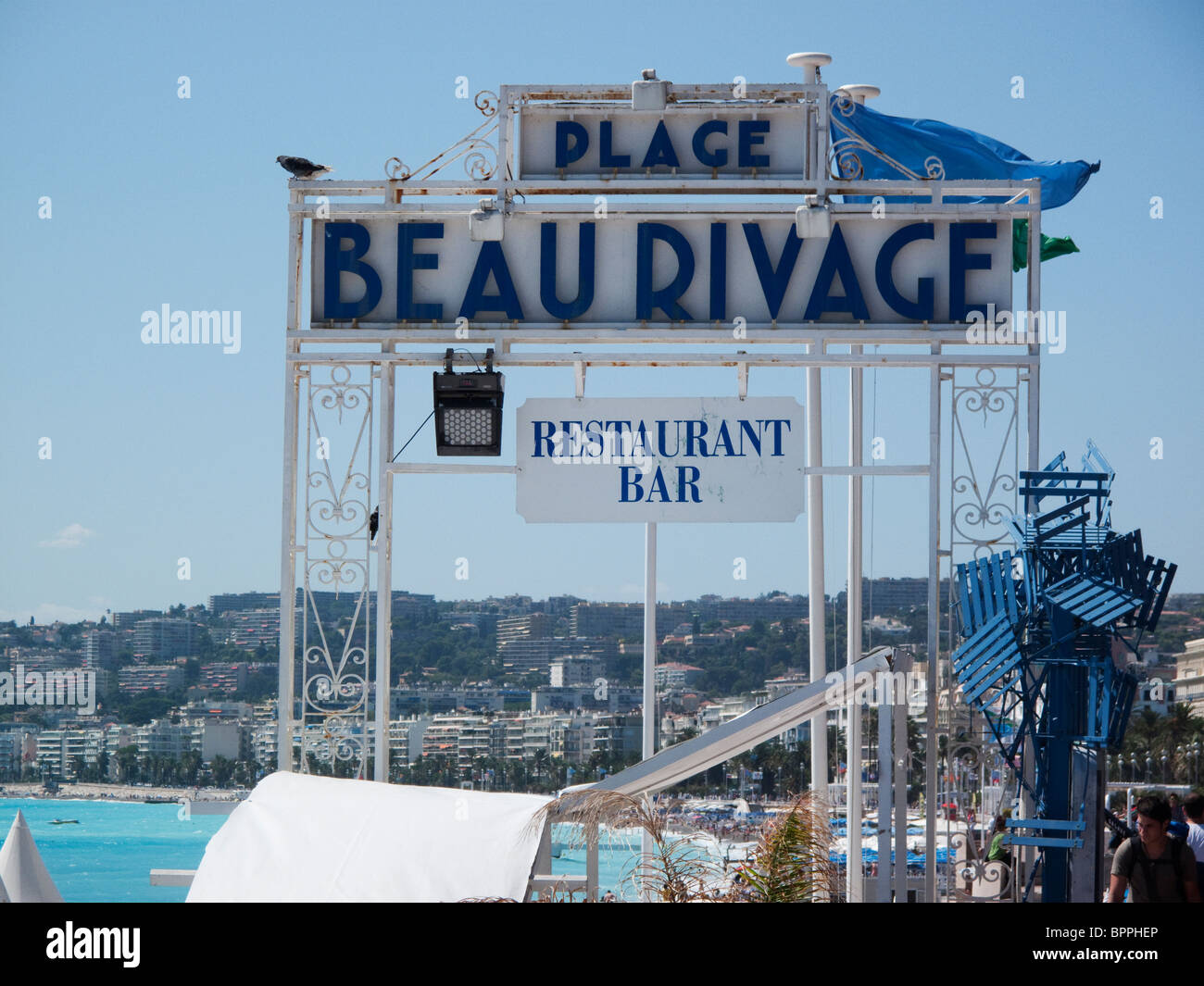 Plage Beau Rivage sign, private beach, Nice Stock Photo - Alamy