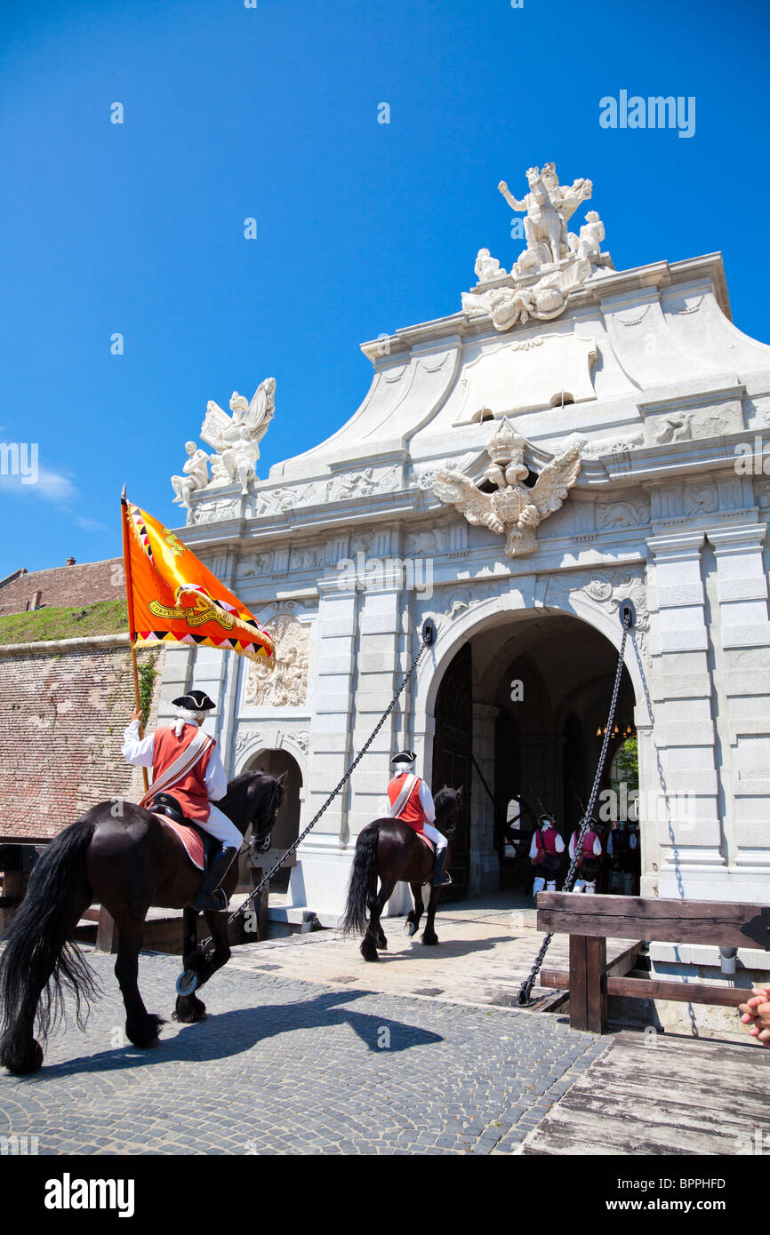 The guard change at Alba Carolina fortress in Alba Iulia, Romania Stock ...