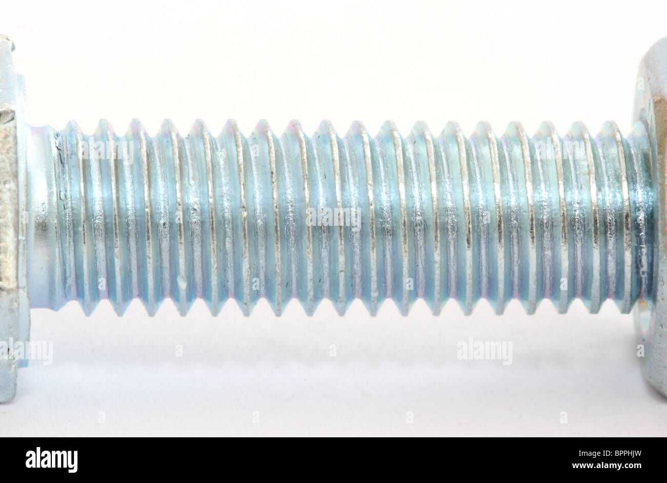 Single metal screw bolt thread part on white background Stock Photo - Alamy