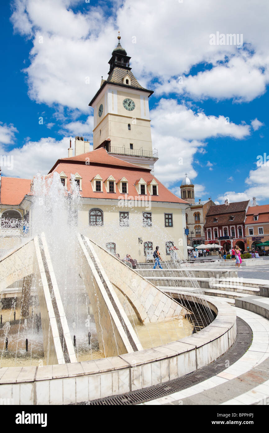 The Council square in summer in Brasov, old downtown, Romania Stock ...