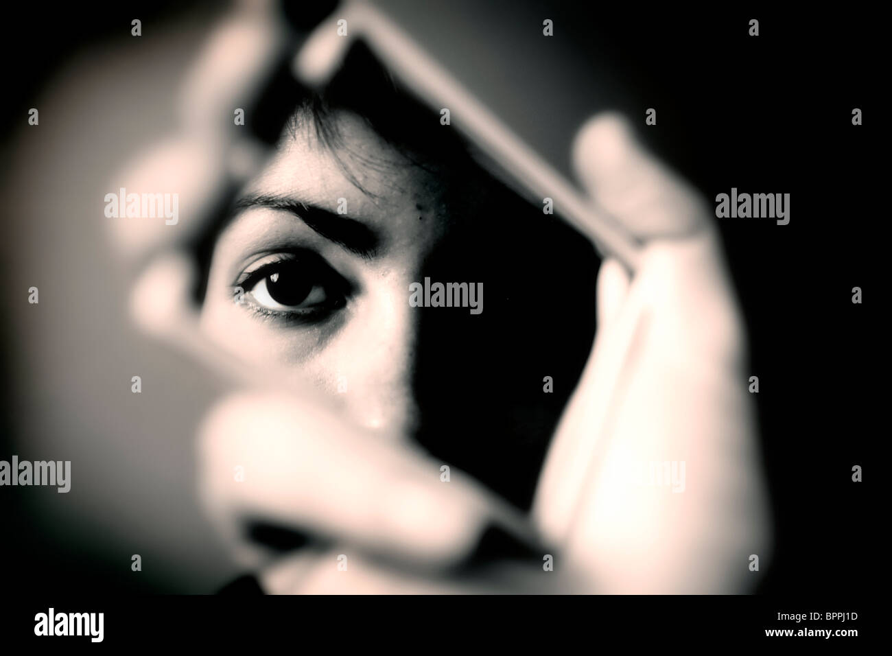 Depressed Girl Looking In Mirror