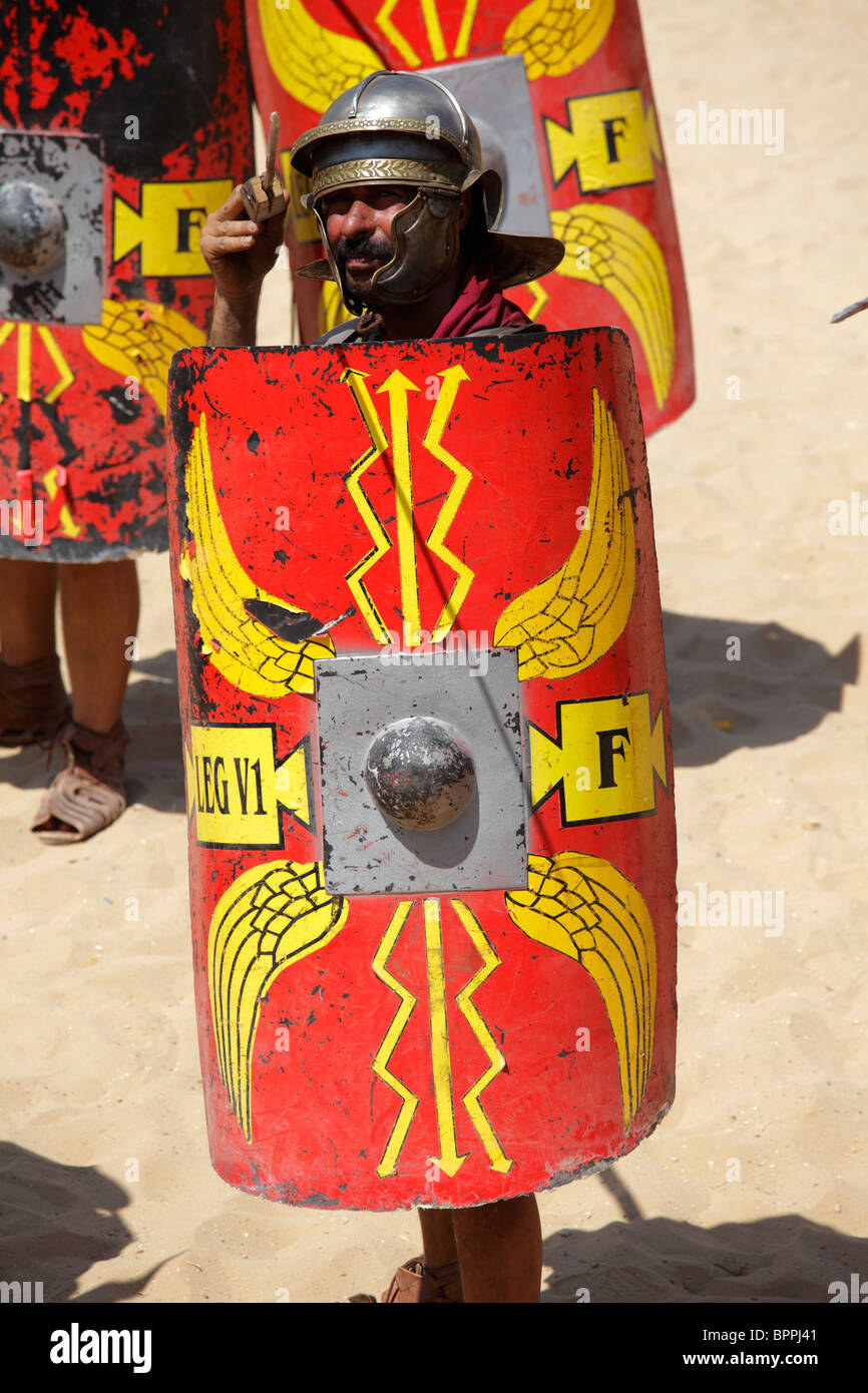 Actors playing roman soldiers, Jerash, Jordan Stock Photo - Alamy