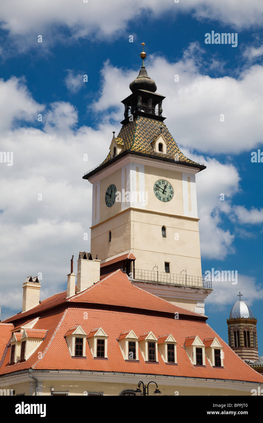 The Council square in summer in Brasov, old downtown, Romania Stock ...