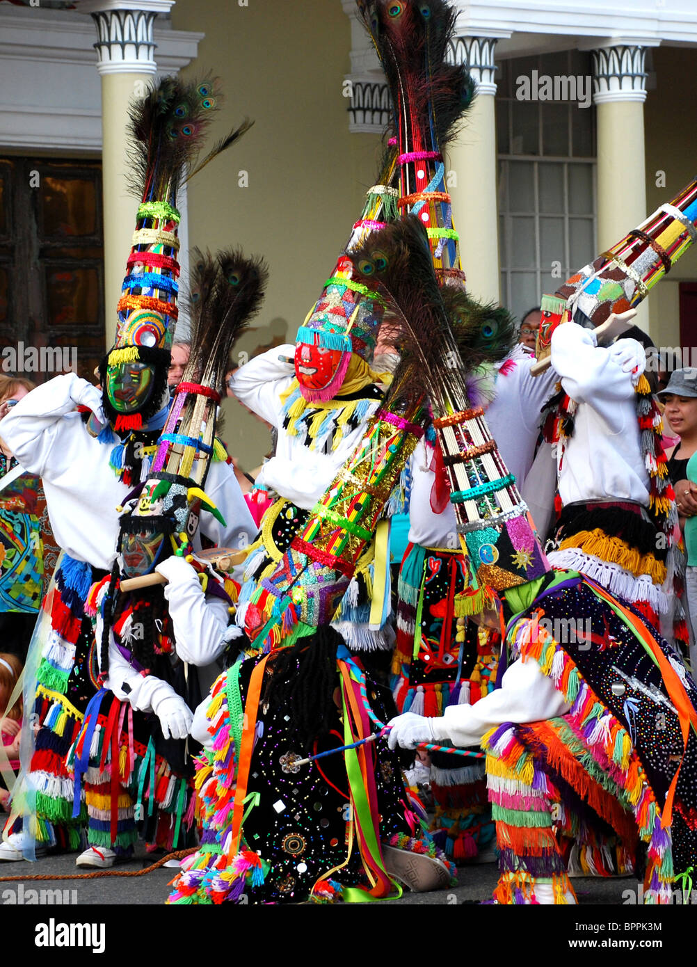 Goombay dancers pause together in street in Hamilton, Bermuda, 2010 ...