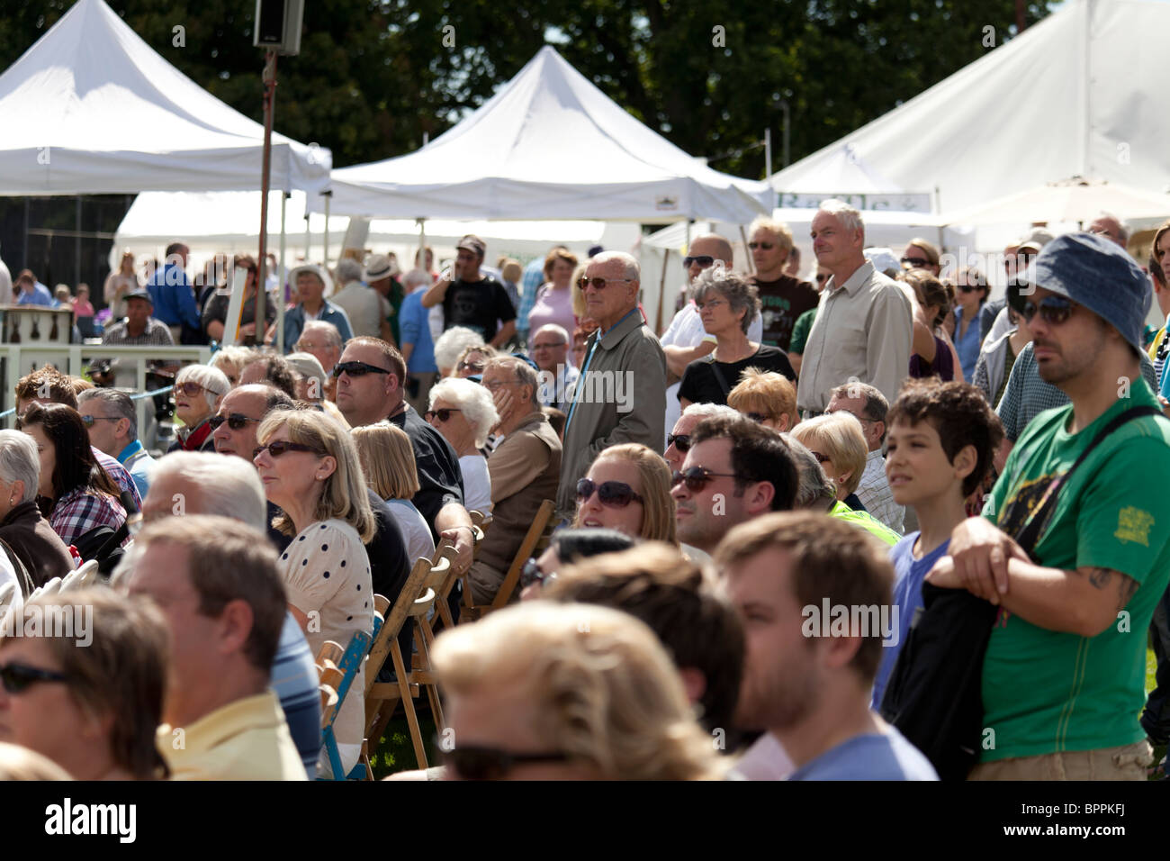 crowd of people watching arena events at Emsworth Flower Show Stock ...