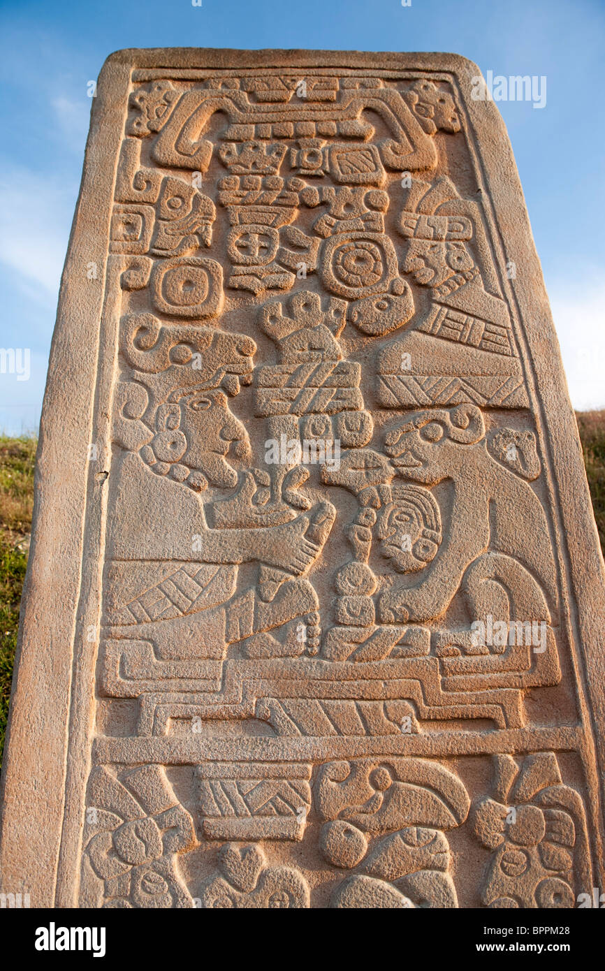 Stela, Ancient Zapotec capital, Monte Alban, Oaxaca, Mexico Stock Photo ...