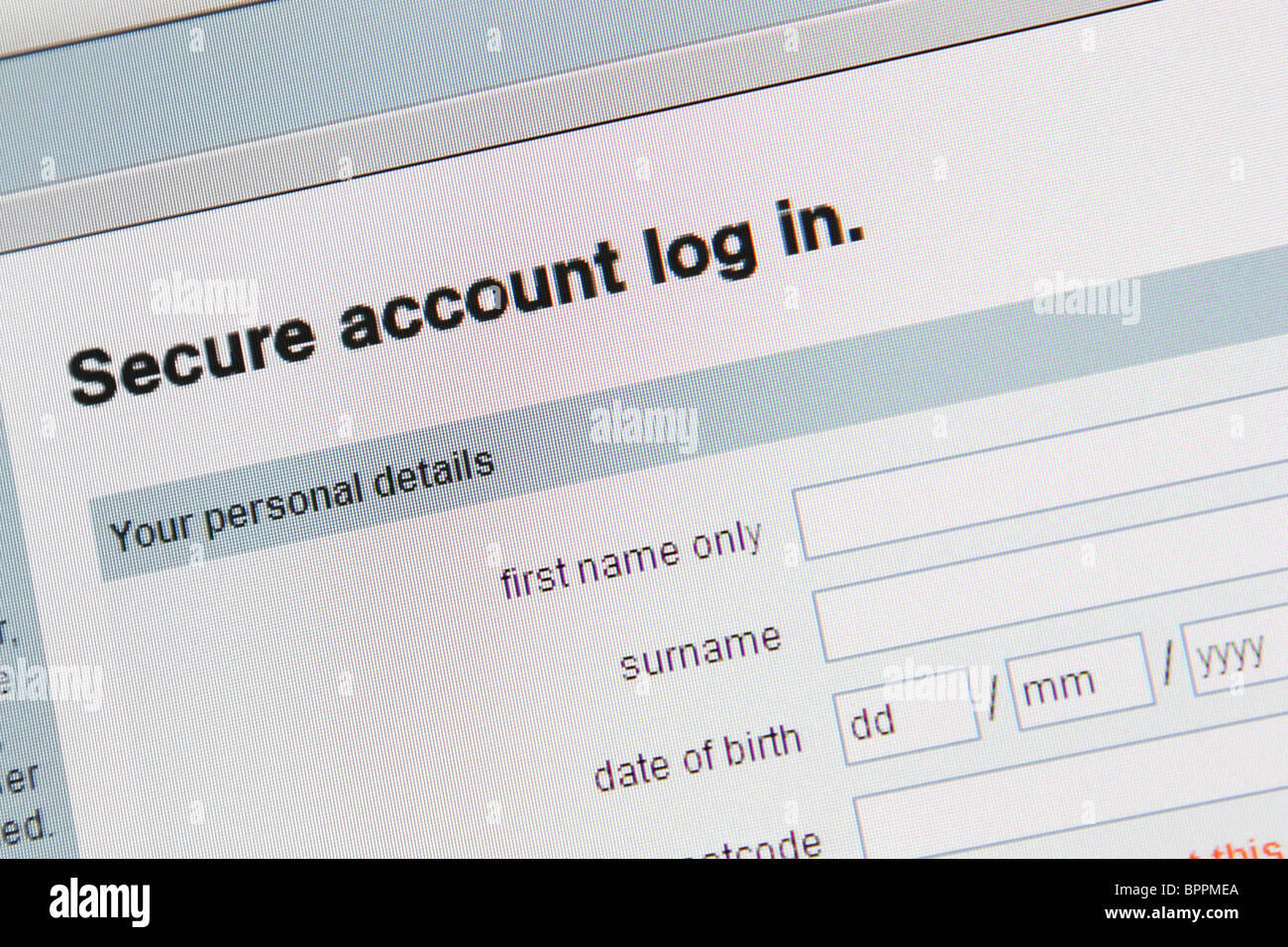 secure account login online banking Stock Photo - Alamy
