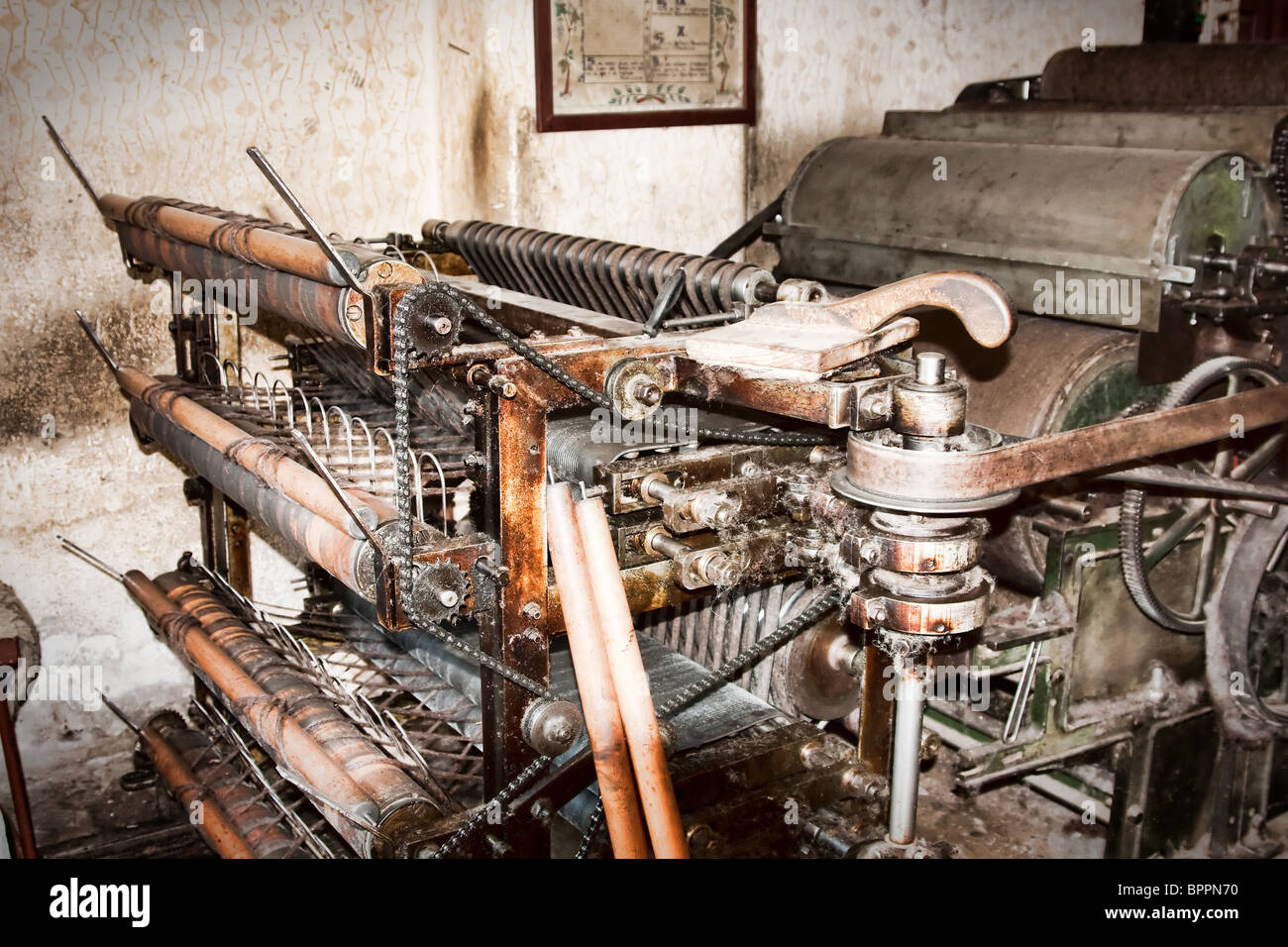 Wool mechanism in a traditional Romanian workshop at "La Valtori" in ...