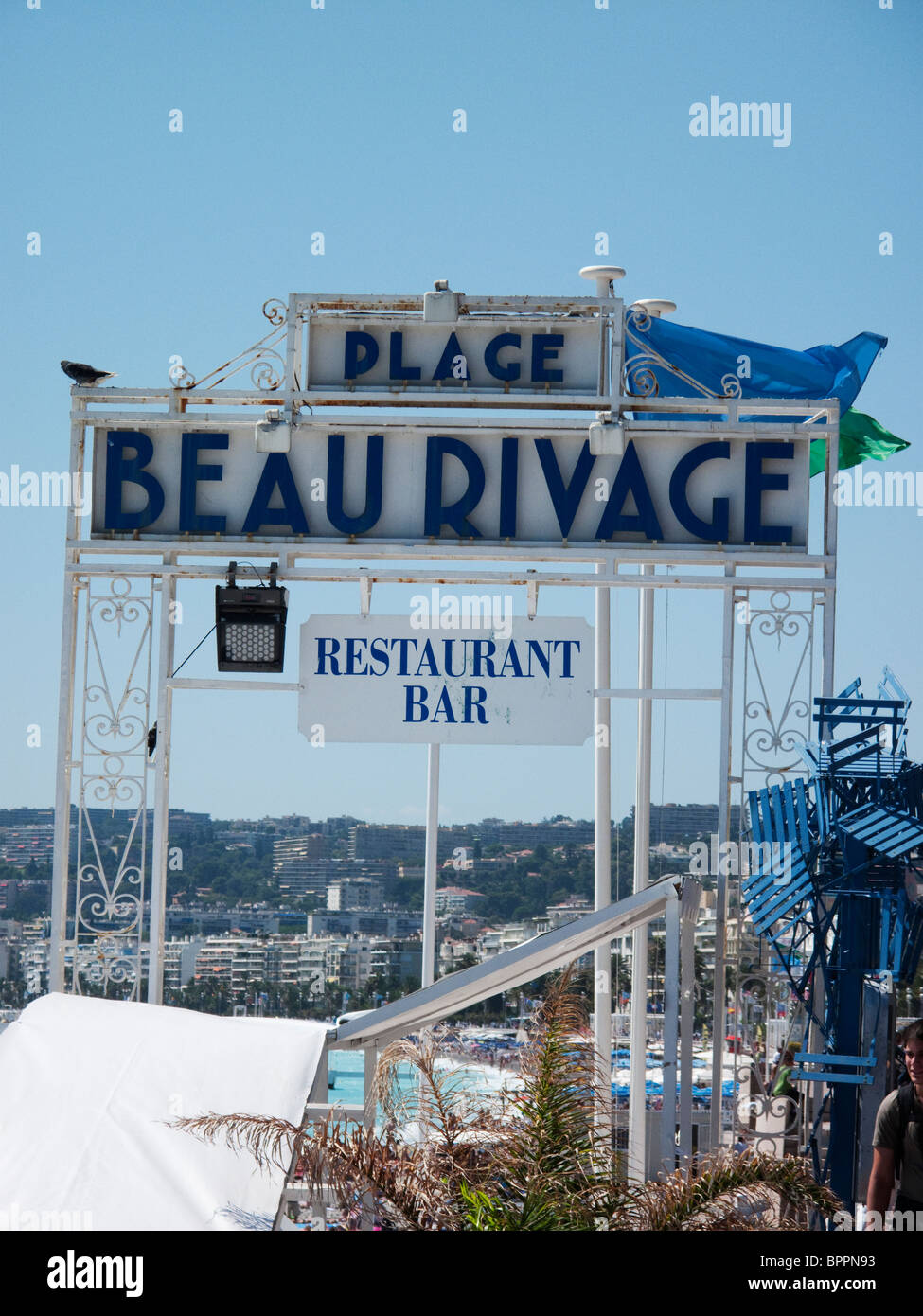 Plage Beau Rivage sign, private beach, Nice Stock Photo - Alamy