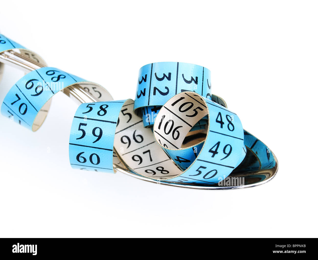 Conceptual photo of a measure tape in the spoon which can suggest ...