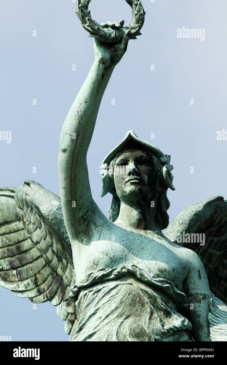 War Memorial Brighouse near Library featuring sculpture of angel Stock ...