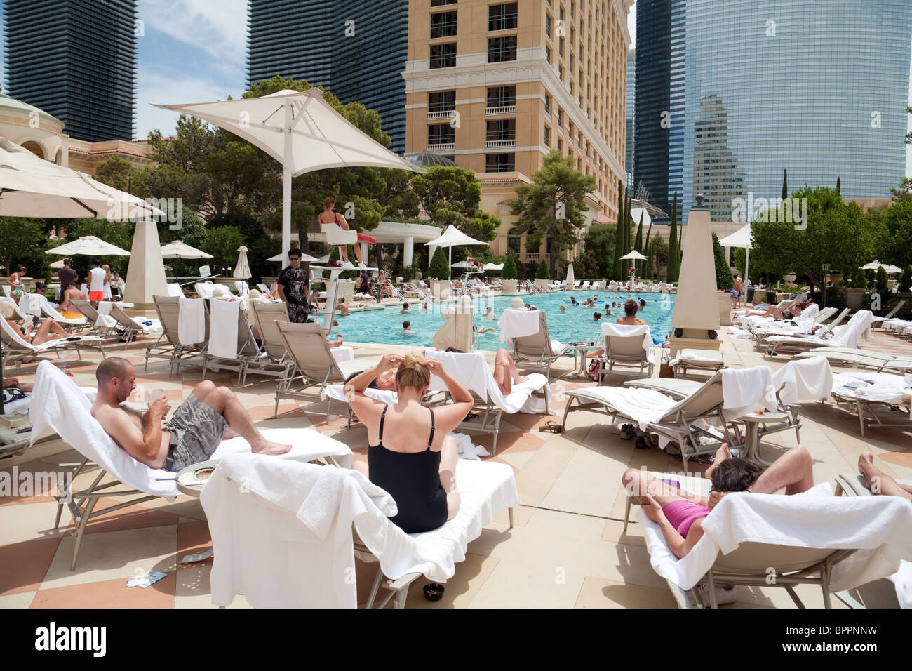 Hotel guests enjoying the sunshine at the Swimming pool complex, The ...