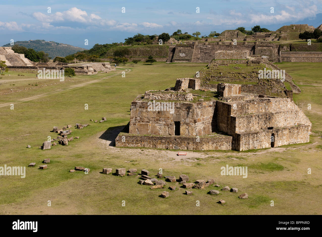 Gran Plaza, Ancient Zapotec capital, Monte Alban, Oaxaca, Mexico Stock ...