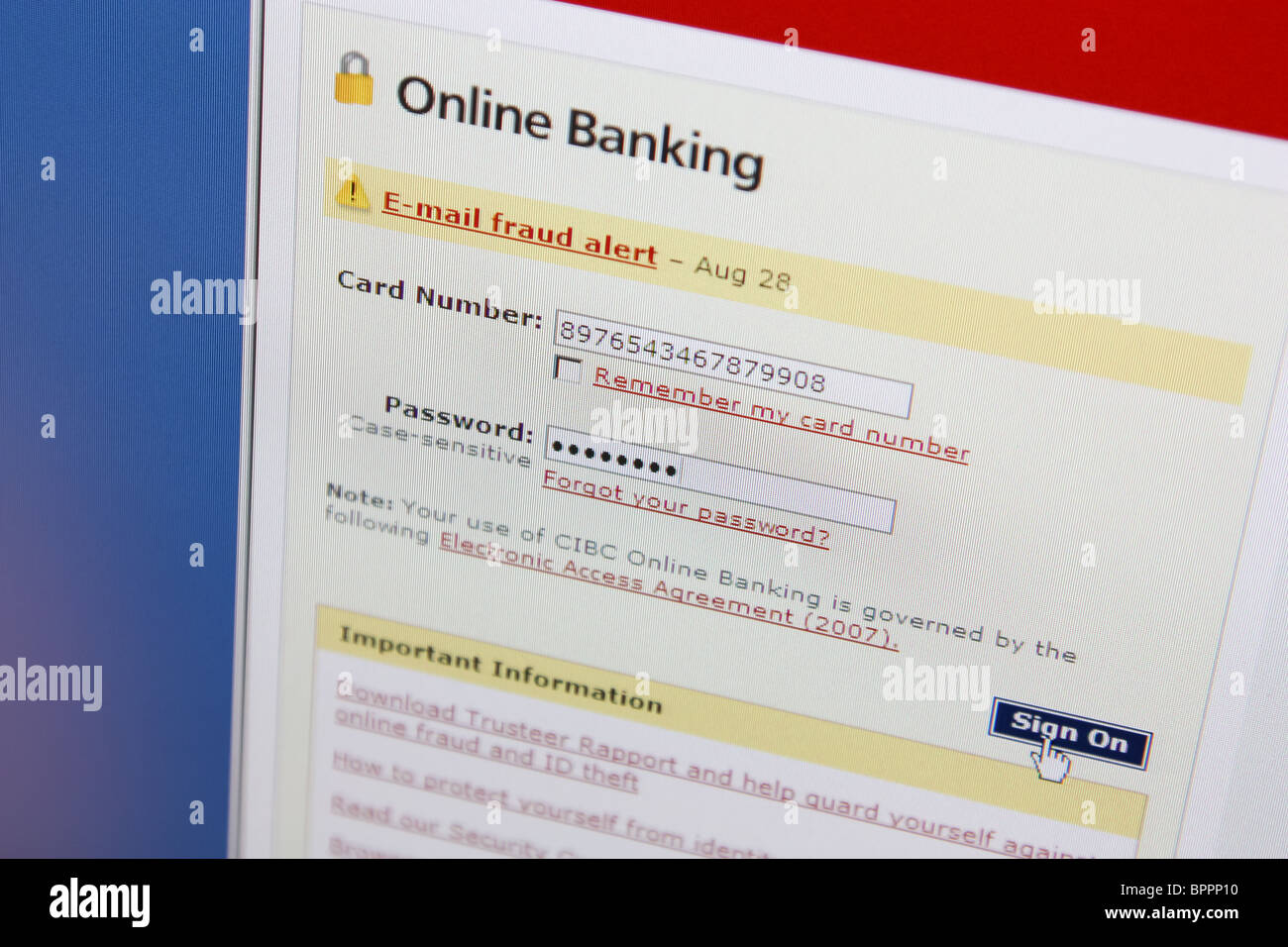 online banking login webpage Stock Photo - Alamy