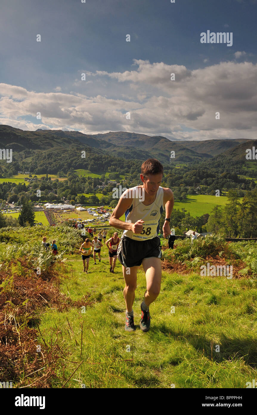 Rob Jebb leads the pack up to Butter Crag in the 2010 senior guides ...