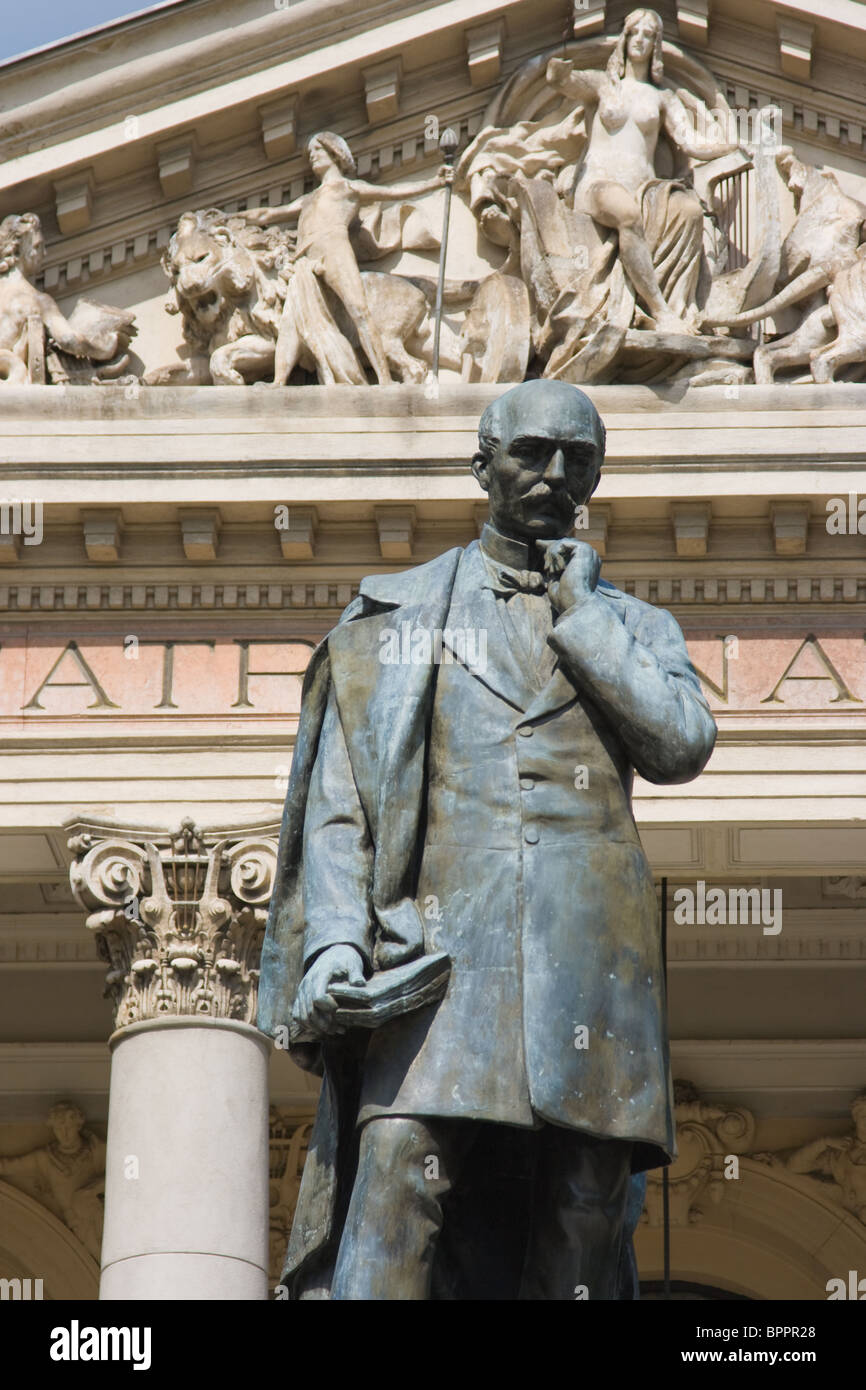 Statue in front of the National Theater in Iasi, Romania Stock Photo ...