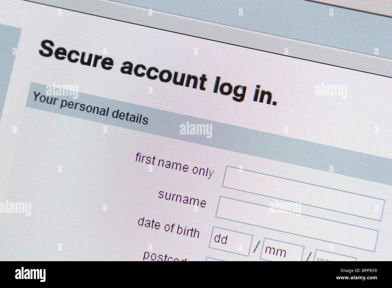 secure account login online banking Stock Photo - Alamy