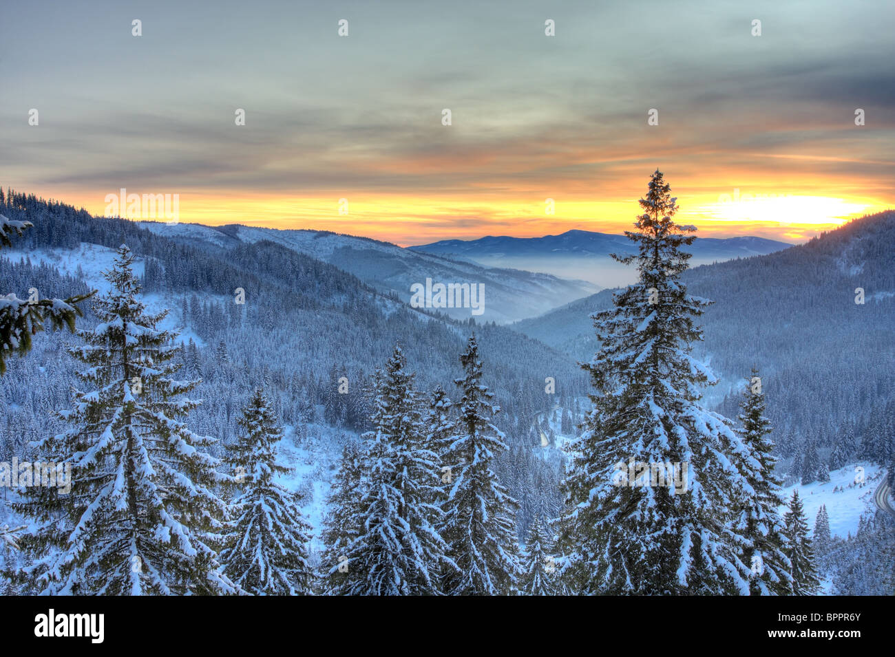 Beautiful mountain landscape in snow hi-res stock photography and ...