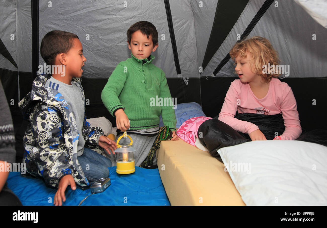 Children girl inside camping tent hi-res stock photography and images ...