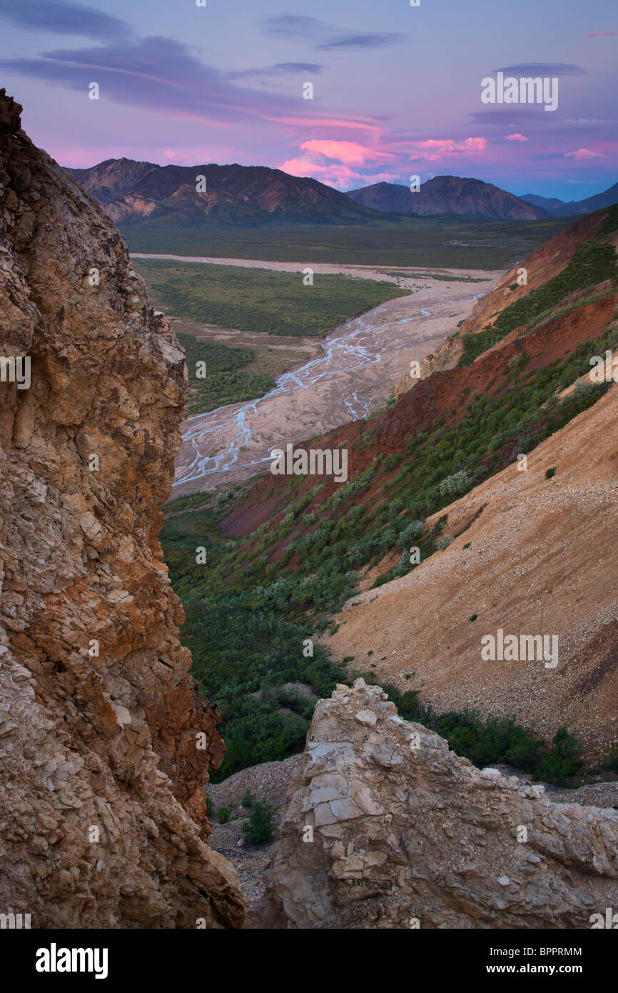 Sunrise on Polychrome Pass, Denali National Park, Alaska Stock Photo ...