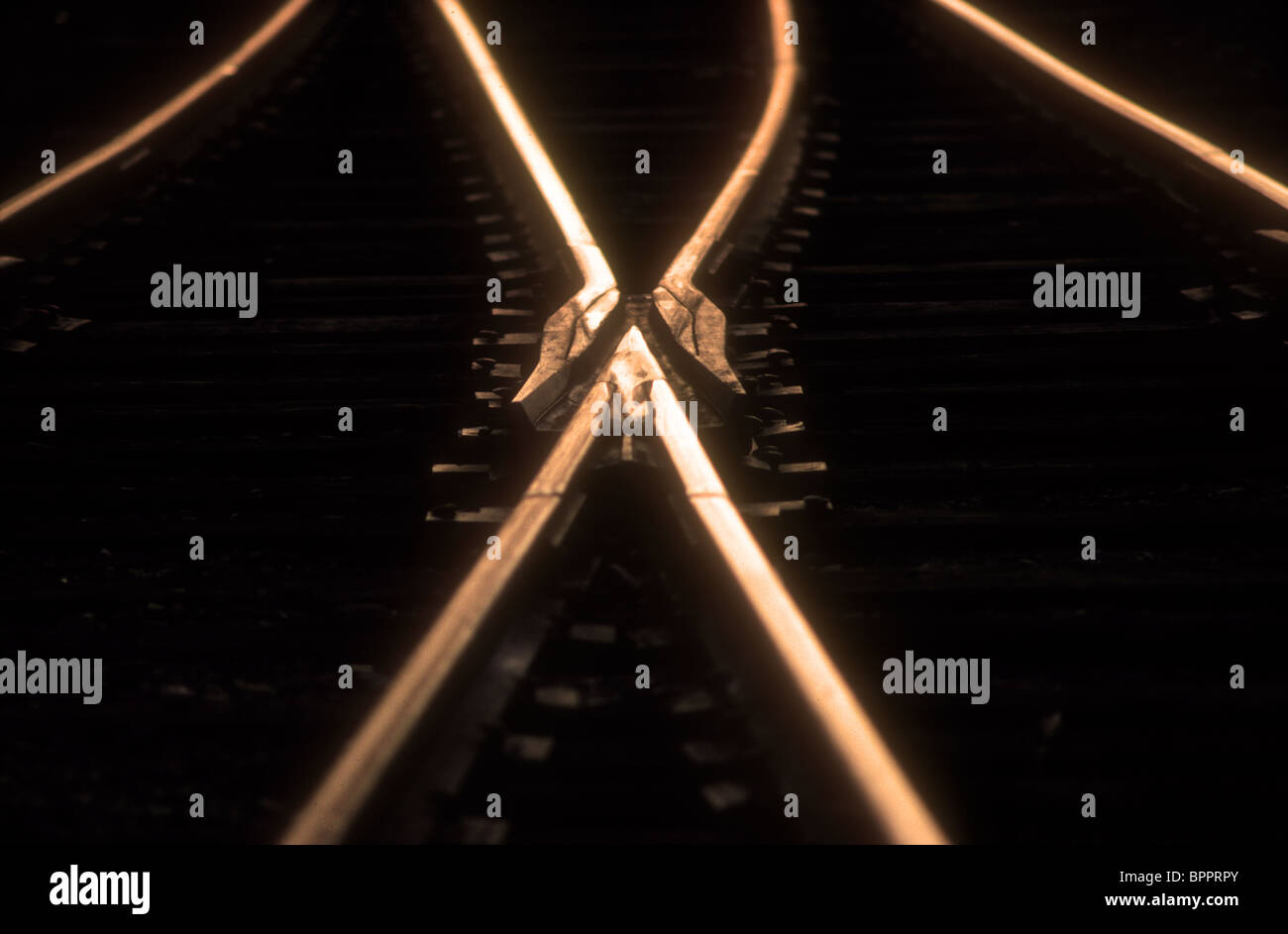 Rail tracks crossing Stock Photo - Alamy