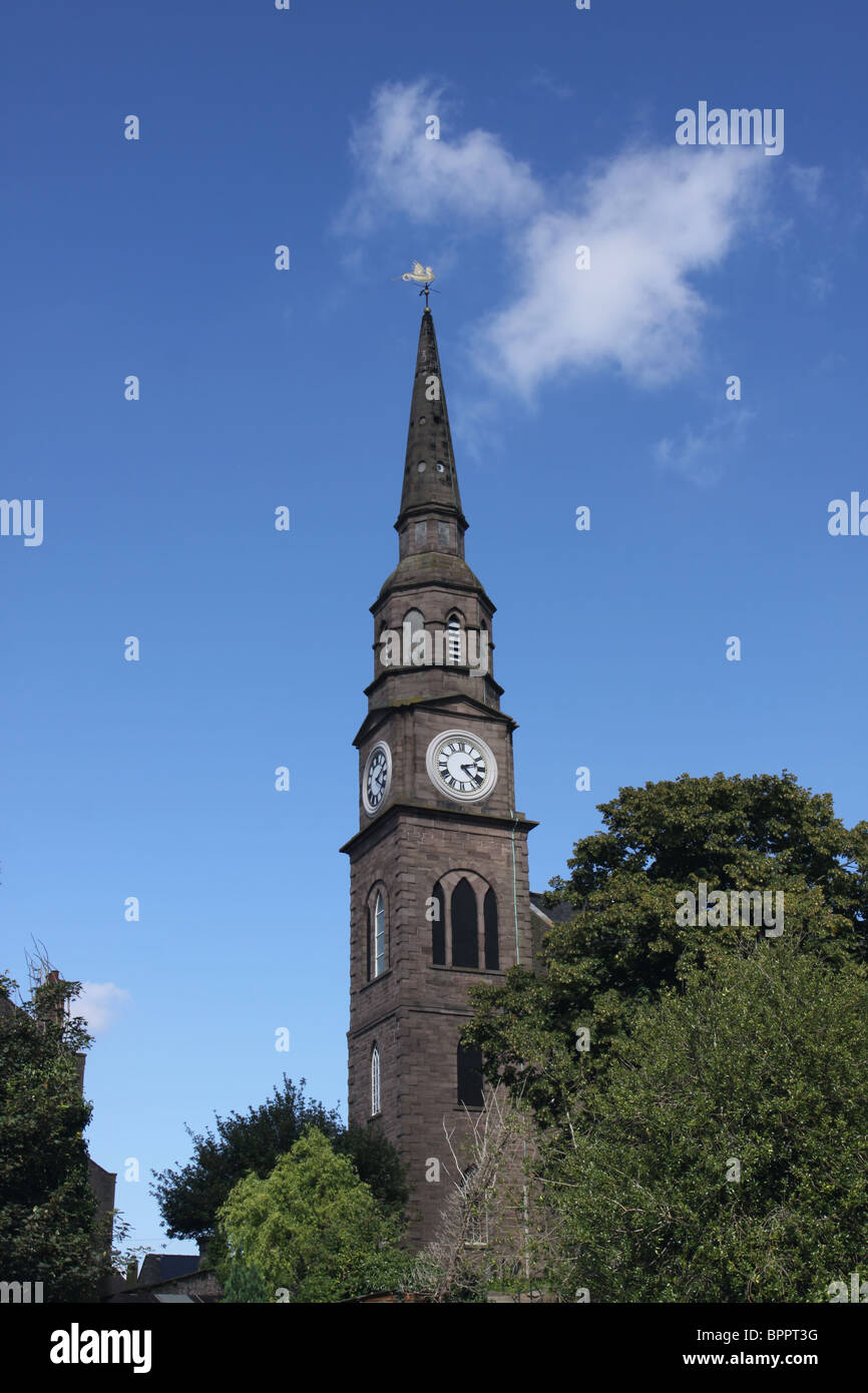 spire of East and Old Church Forfar Angus Scotland September 2010 Stock ...
