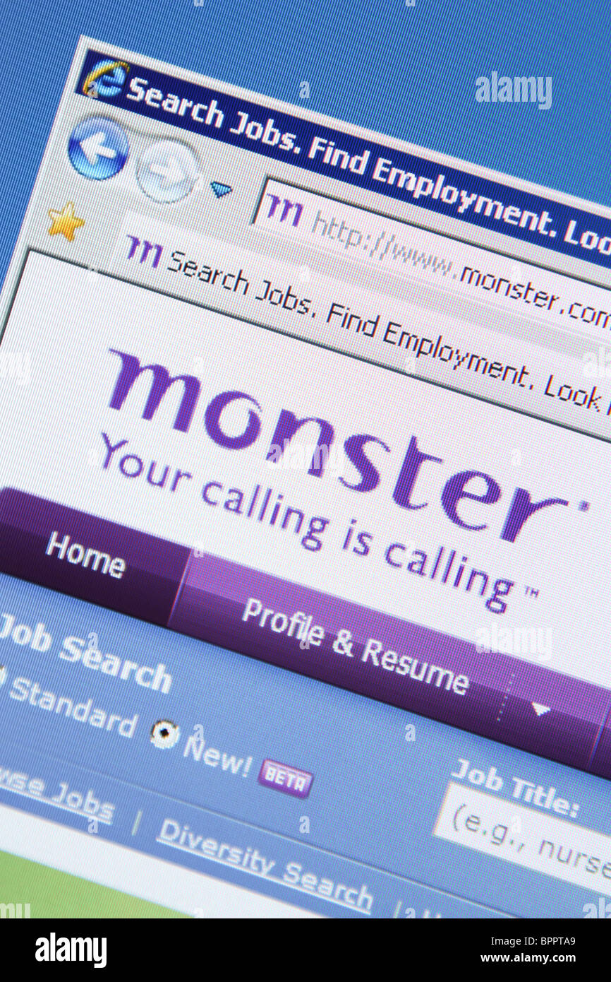monster online job search Stock Photo - Alamy