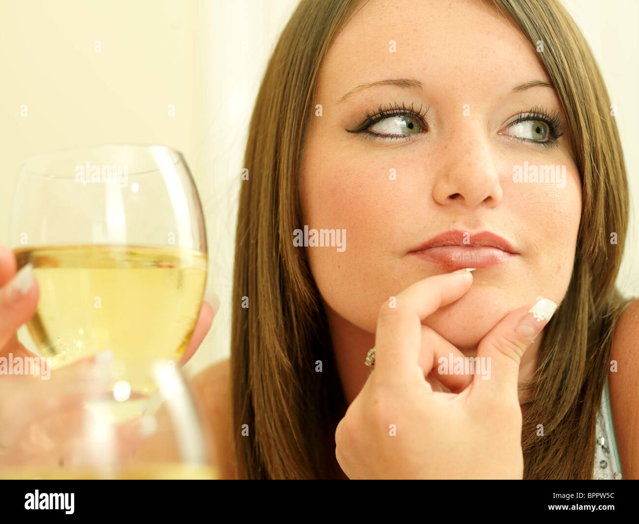 Young Women Drinking Wine. Models Released Stock Photo - Alamy