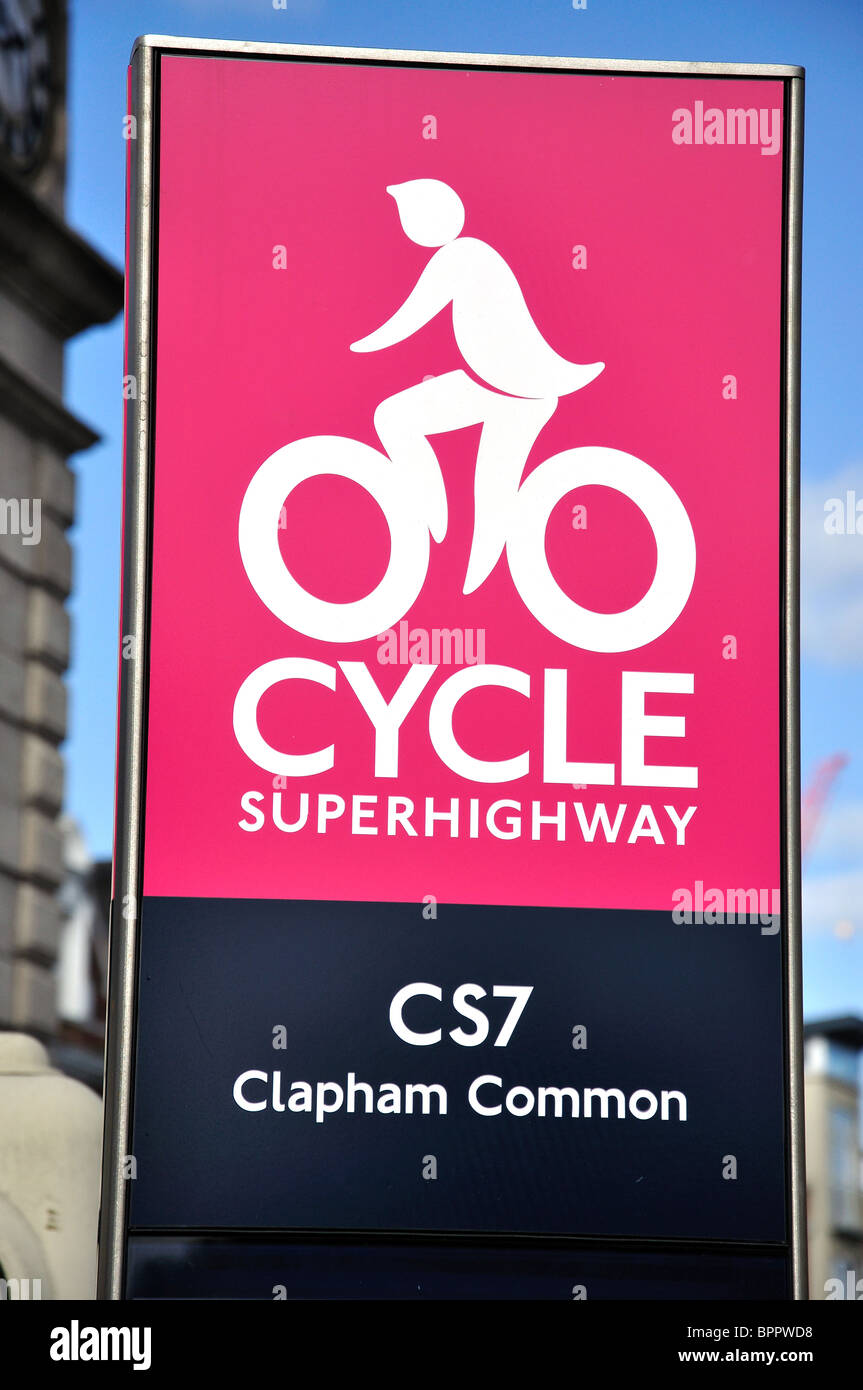 Cycle Superhighway Sign, Clapham High Street, Clapham, London Borough ...