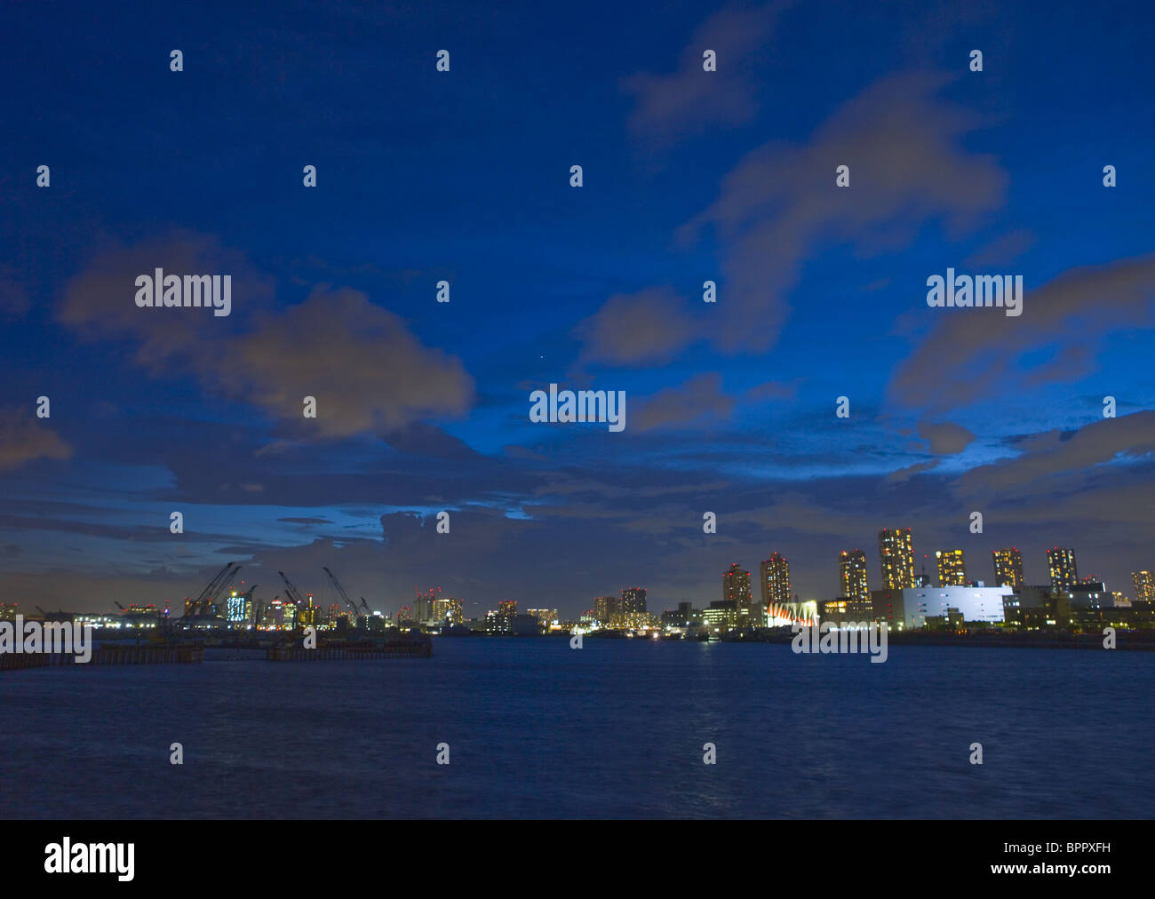 Night view of harbor Stock Photo - Alamy