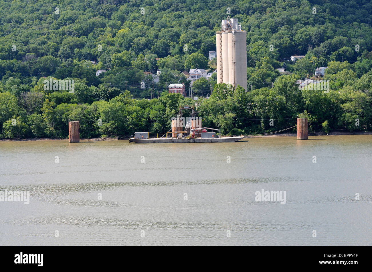 Barge on the Ohio River between Cincinnati, Ohio and Constance ...