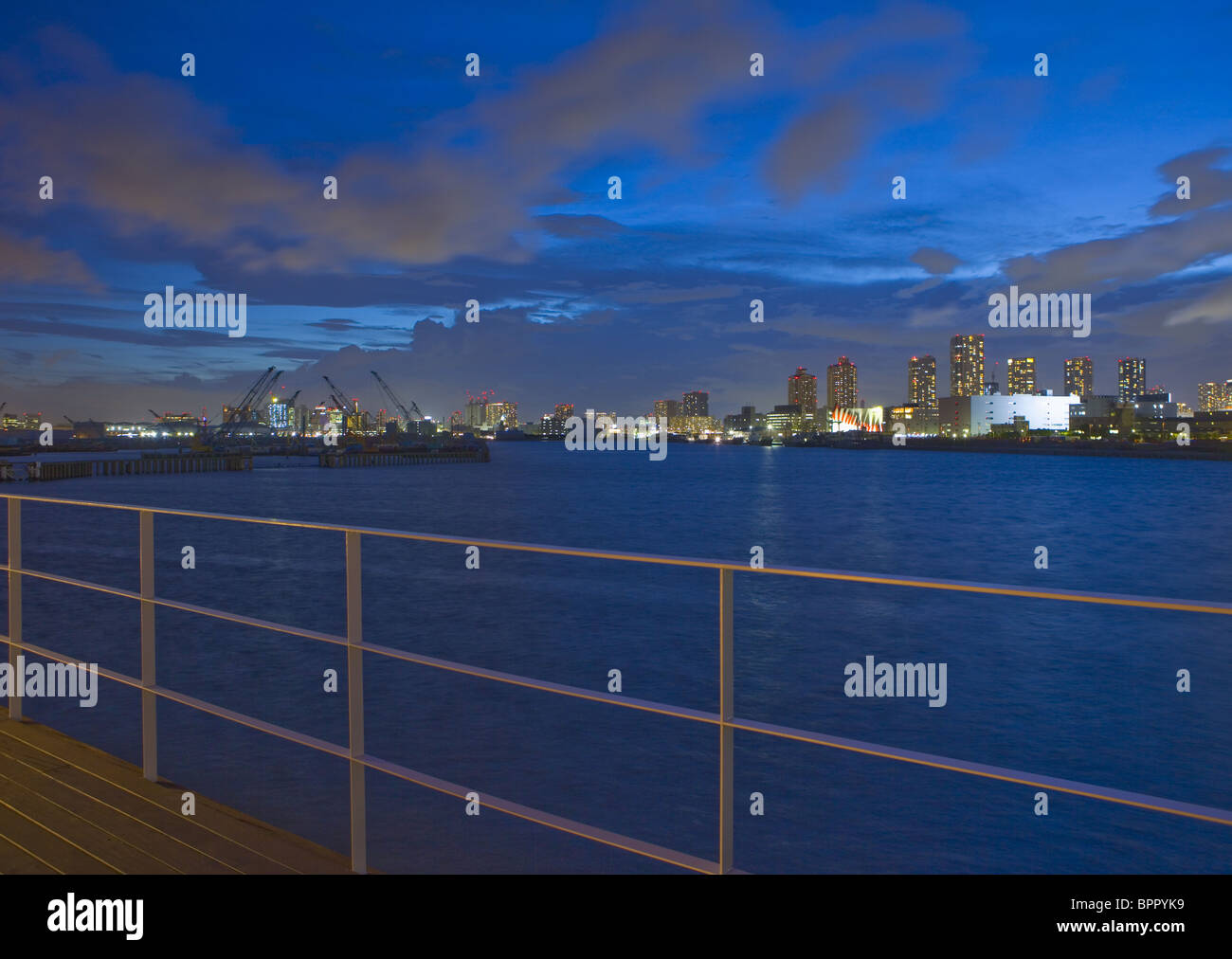 Night view of harbor Stock Photo - Alamy