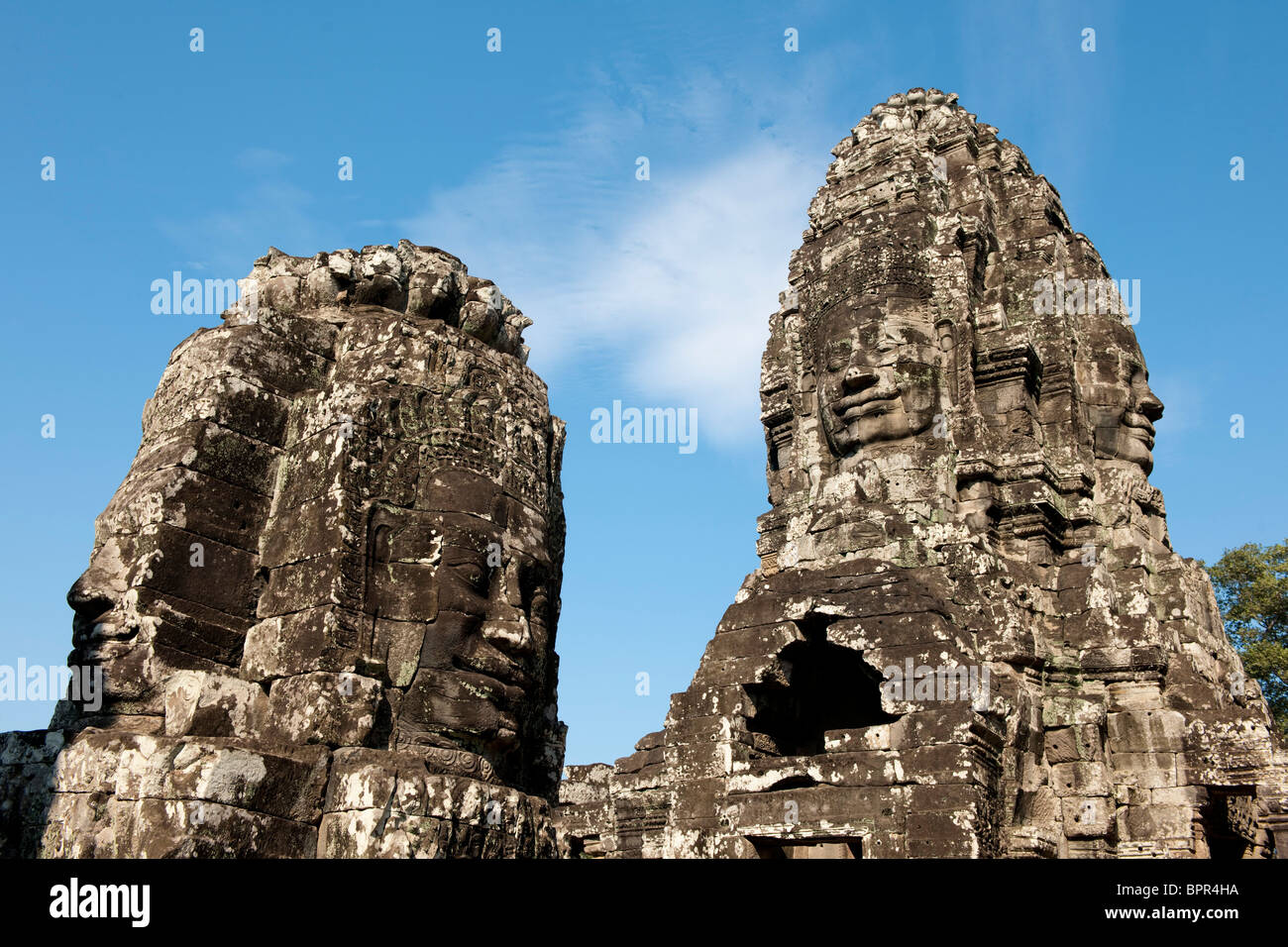 Face Towers, The Bayon, Angkor Thom, Siem Reap, Cambodia Stock Photo ...