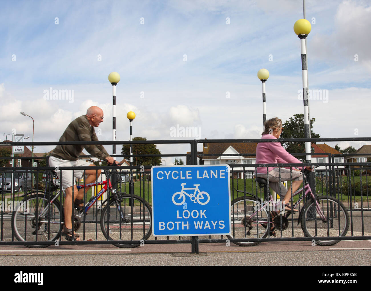 A cycle lane in a U.K. town Stock Photo - Alamy