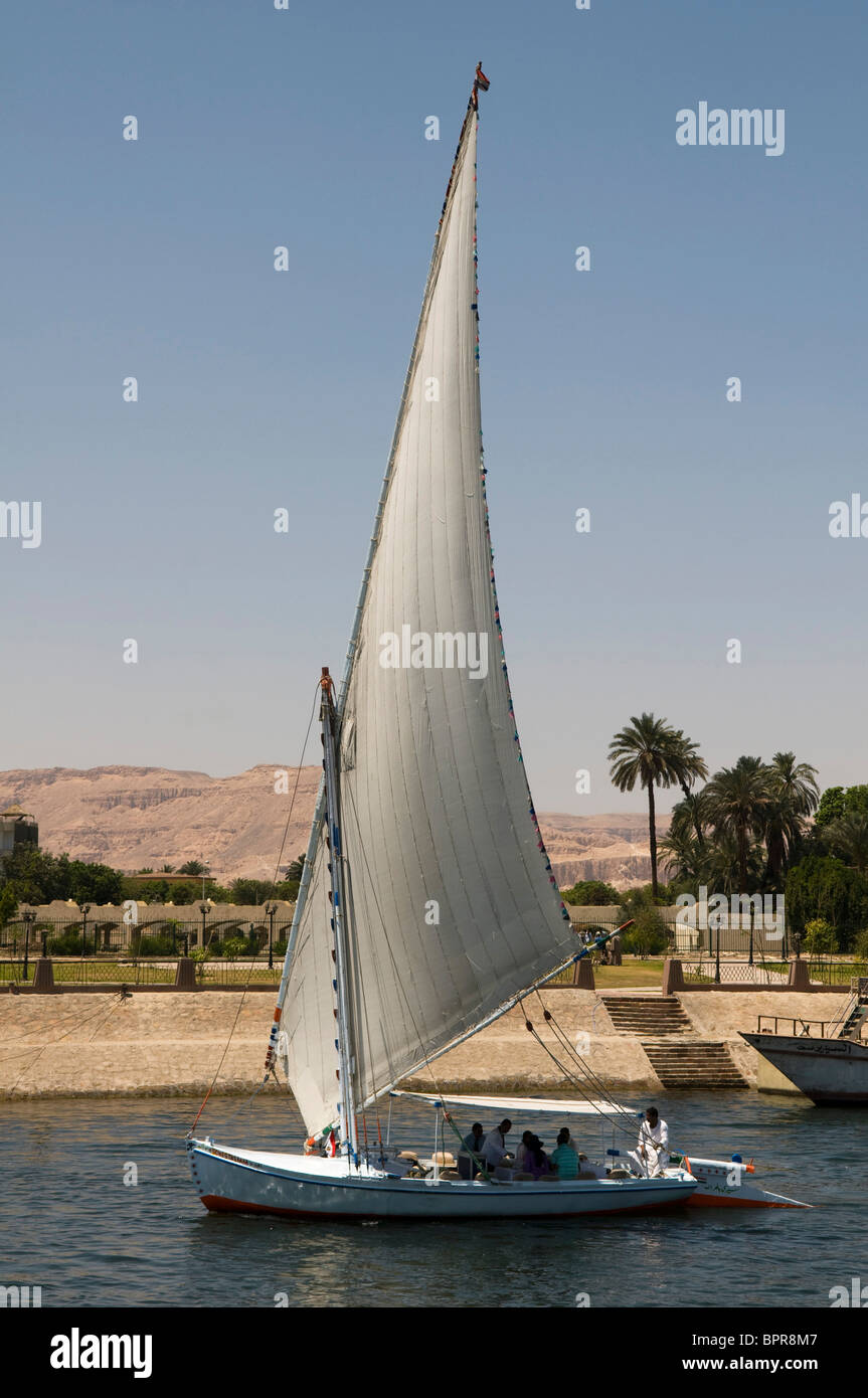 felucca sailing on the Nile River in Luxor Egypt Stock Photo - Alamy