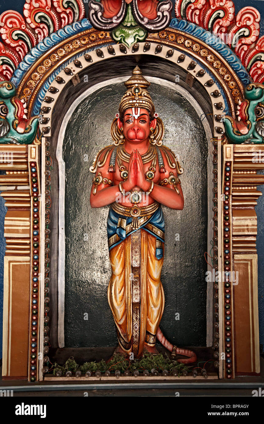 Hanuman statue in Hindu Temple. Sri Ranganathaswamy Temple Stock Photo ...